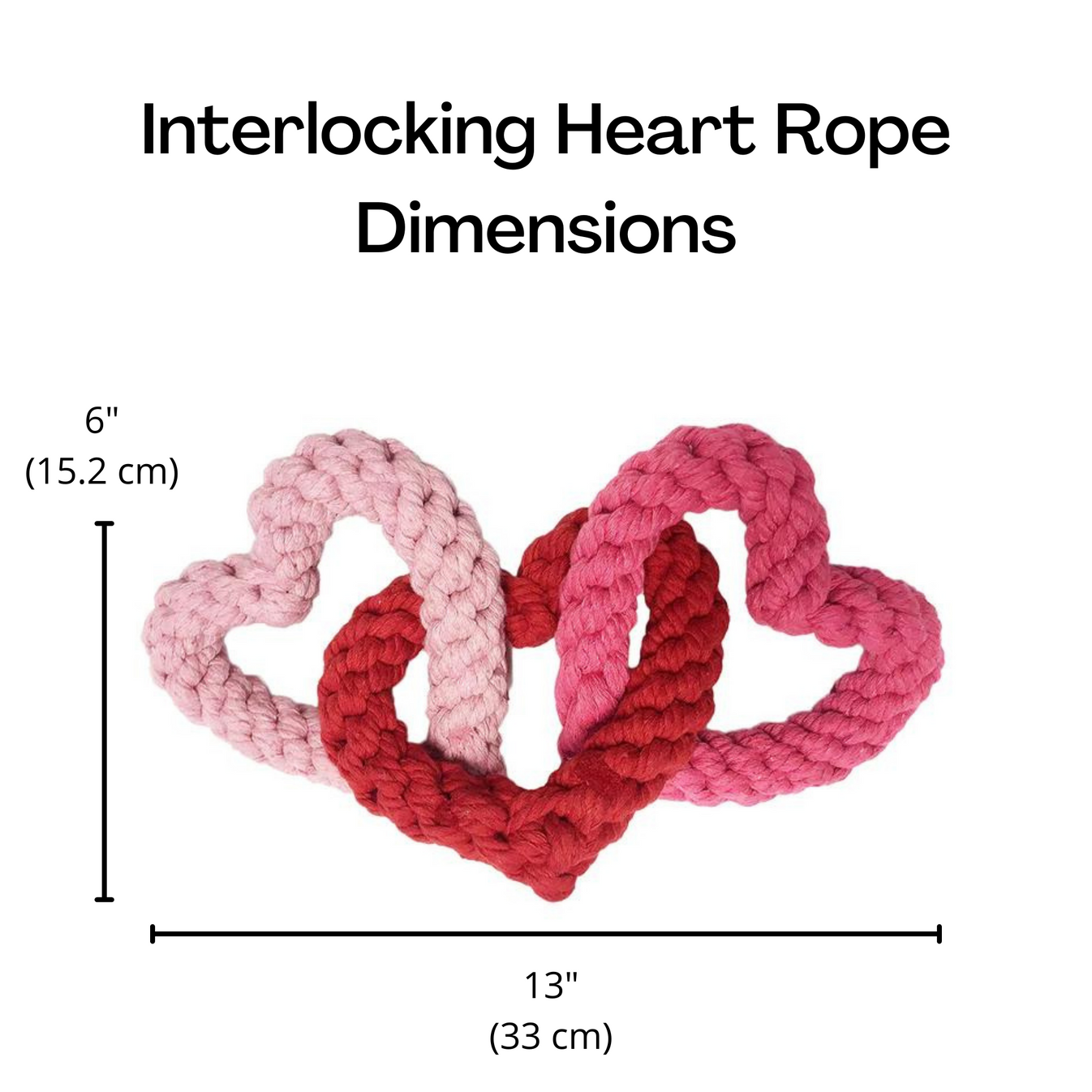 Midlee Interlocking Heart Rope Valentine Dog Toy - 6"- Pink Red Small ...