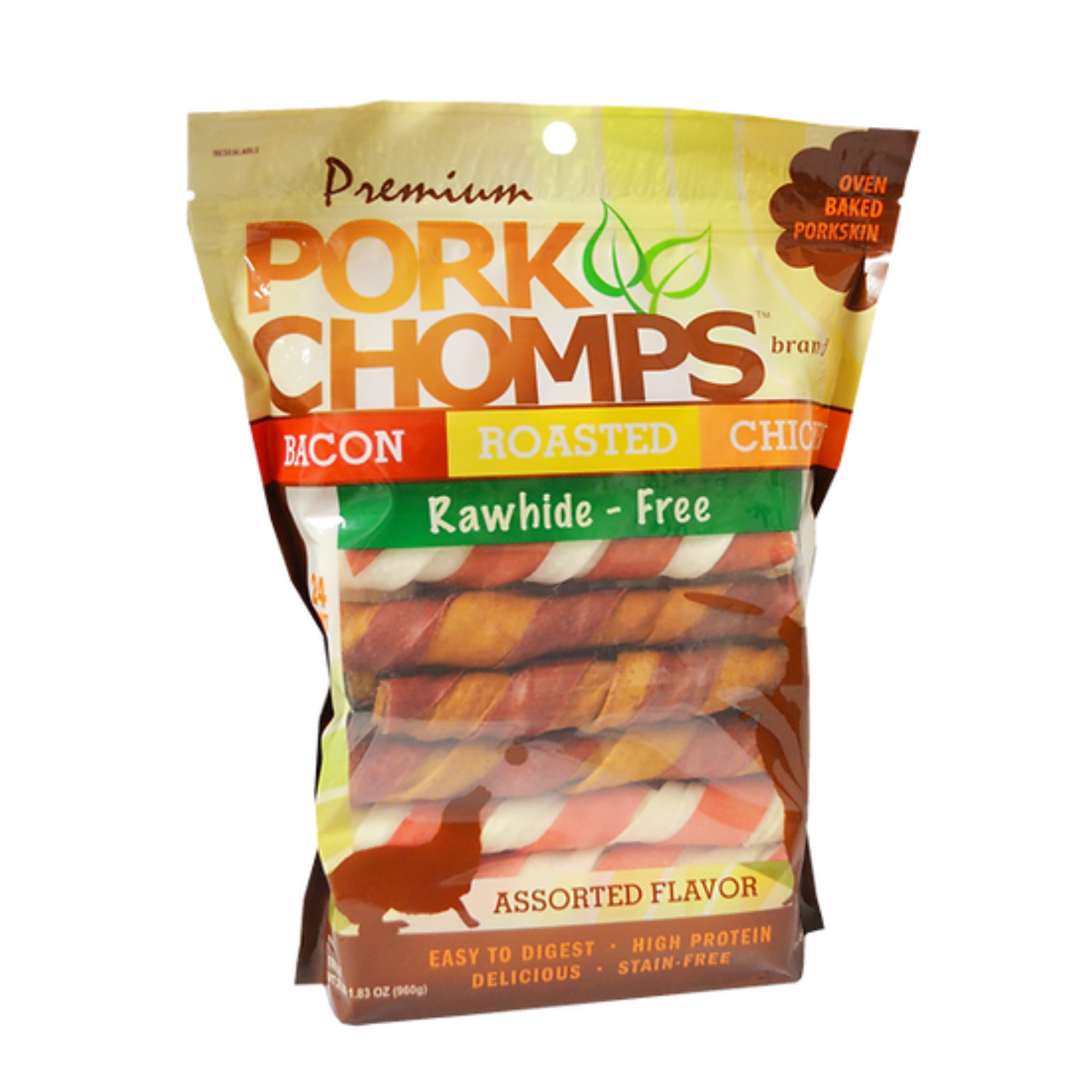 Pork Chomps Premium Assorted Pork Twistz - Bacon, Roasted & Chicken Fl ...