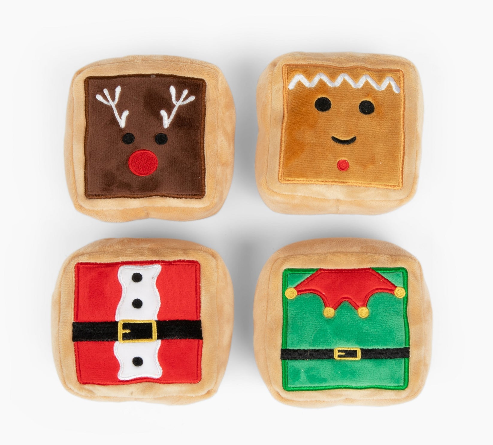 Midlee Gift Box Christmas Squares Sugar Cookie Plush Dog Toy-Reindeer ...